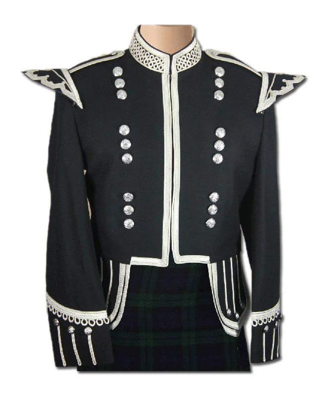 Piper Drummer Military Doublet Black - Scottish Kilt Collection