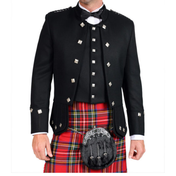 Black Kenmore Doublet Evening Jacket - Scottish Kilt Collection