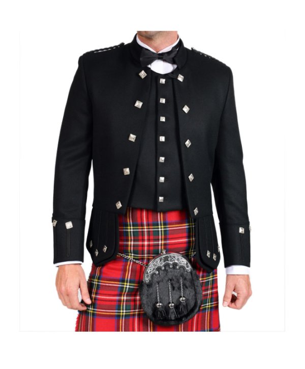 Black Sherrifmuir Jacket And Waistcoat - Scottish Kilt Collection