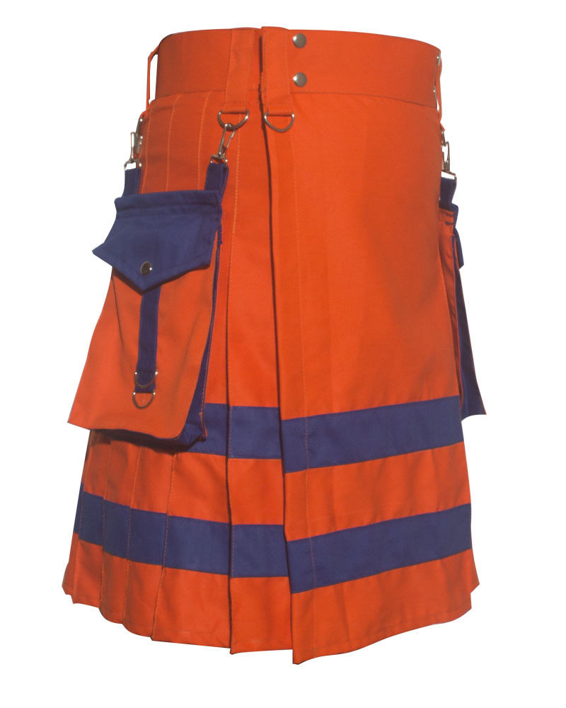 New Handmade Orange Scottish Utility Kilt - Scottish Kilt