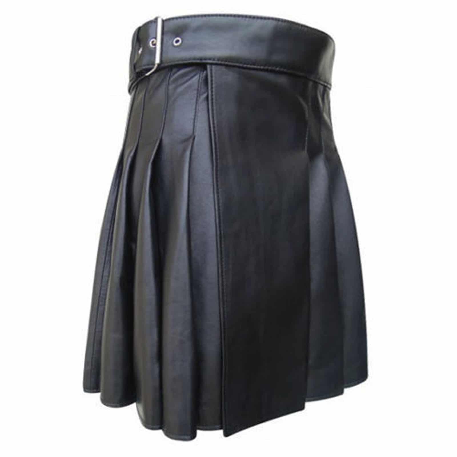 Men's New Side Belted Leather Kilt - Scottish Kilt Collection